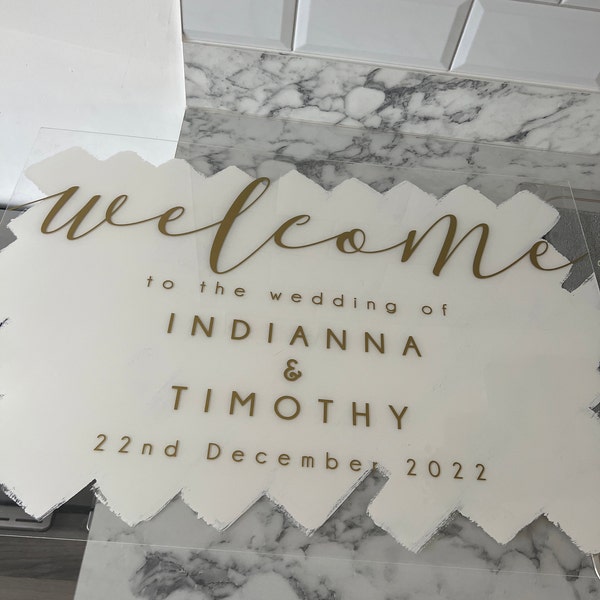 Acrylic Paint Stroke Splash Perspex Clear Welcome Wedding Sign Board ...