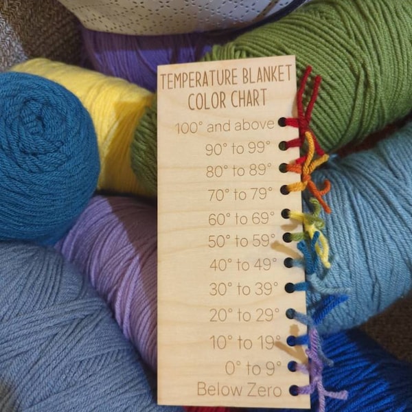Temperature Blanket Color Chart Reusable Wood Card Crochet Blanket