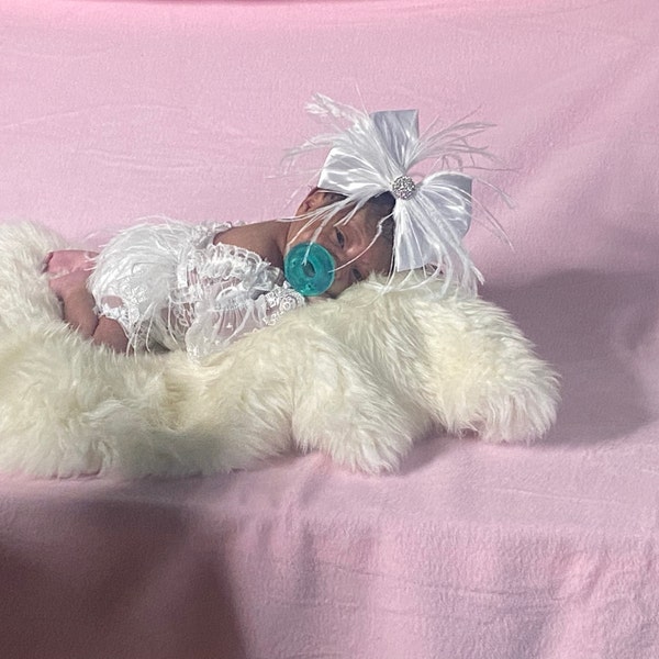 Shiny White Satin Feather Bow - Etsy