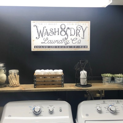 Modern Farmhouse Wall Decor Laundry Sign Wash & Dry Rustic - Etsy