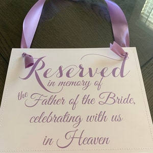 Father of the Bride Memorial Sign Reserved in Memory of Celebrating ...