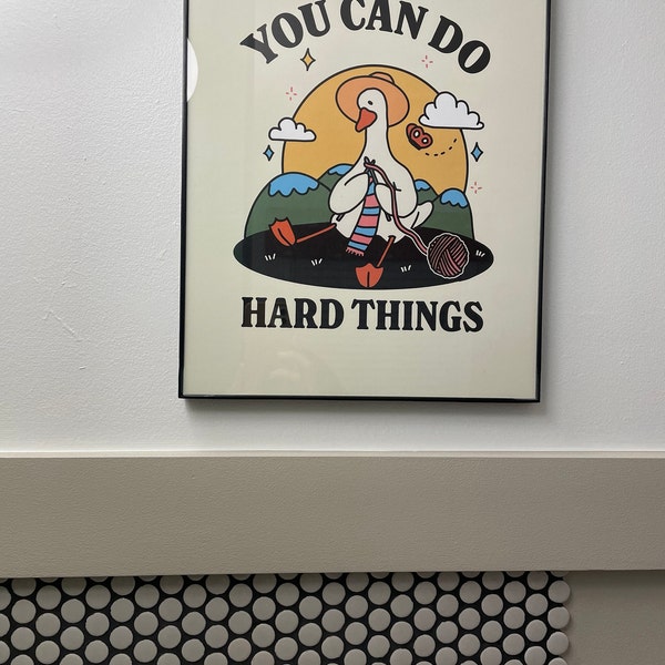 Cute Goose Wall Print, Motivation Quote, Retro Style Illustration ...