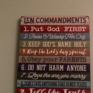 Ten Commandments 10 Commandments Sign Exodus 20:3-17 Bible Verse Sign ...