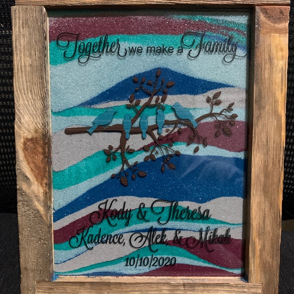Sand Ceremony Set for Blended Family, Rustic Wedding Shadow Box Sand ...