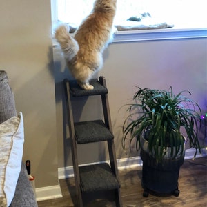 Cat Ladder 3 Step Cherry Hardwood Handcrafted High-quality Ladder for ...