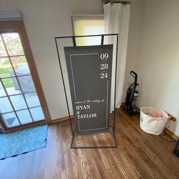 Black Curtain Wedding Welcome Sign With Stand, Curtain Print Welcome ...