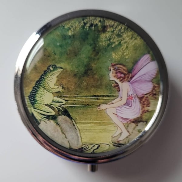 Fairy and Frog Pill Box Case Pillbox Holder Trinket Fairytale Fairy ...