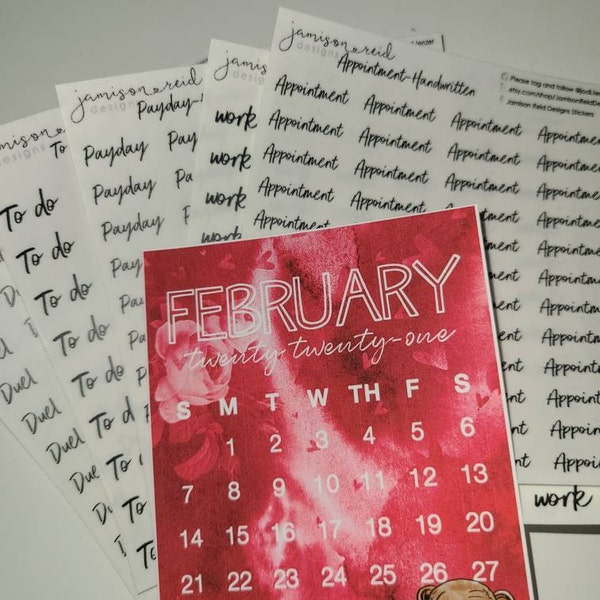 HANDWRITTEN Clear or Matte Word Planner Stickers , Transparent ...