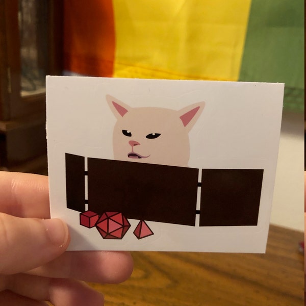Confused Cat at Dnd Table Sticker | Dungeon Master Gift - Etsy