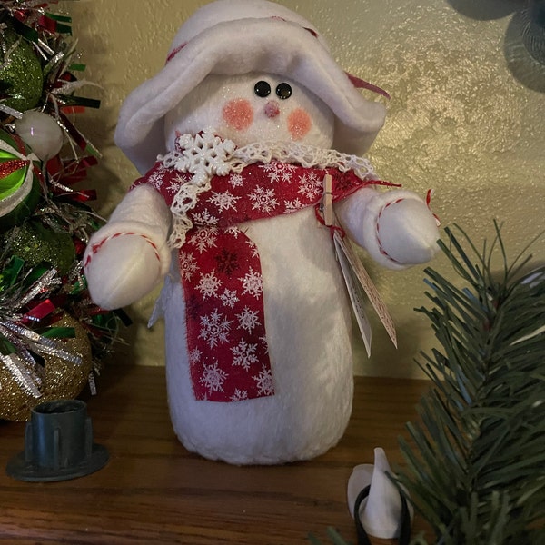 Snowman Doll, "sheryl", 9" Snowman, Burgundy, Snowman Decor, Snowman ...