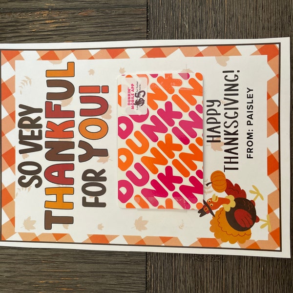 Thanksgiving Gift Card Printable, so Very Thankful Printable Card, 5x7 ...