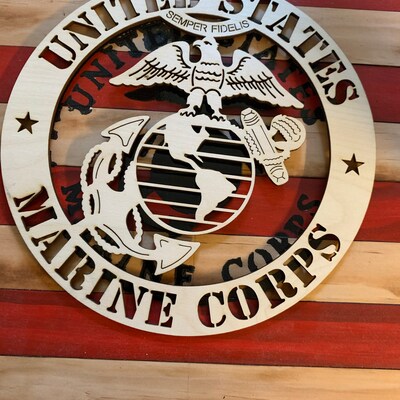 USMC United States Marine Corps Wall Art Laser Cut Sign Gift Idea Army ...