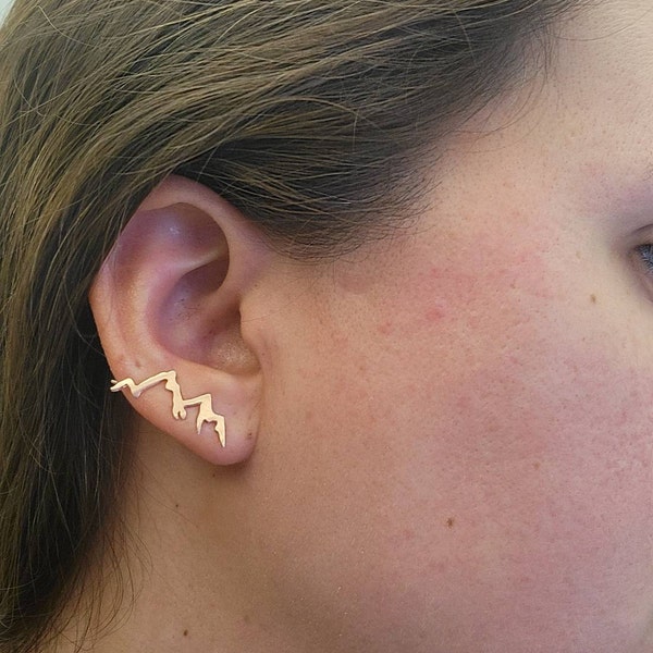 CZ Ear Cuff Ear Wrap Silver Ear Pin Gold Ear Cuff Gold Ear Pin Edgy Pin ...