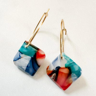 Moss Green and Rose Gold Marble Translucent Earrings Handmade Polymer ...