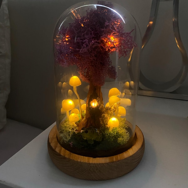 Magic Mushroom & Frog Night Light, Purple Wishing Tree With Eye ...
