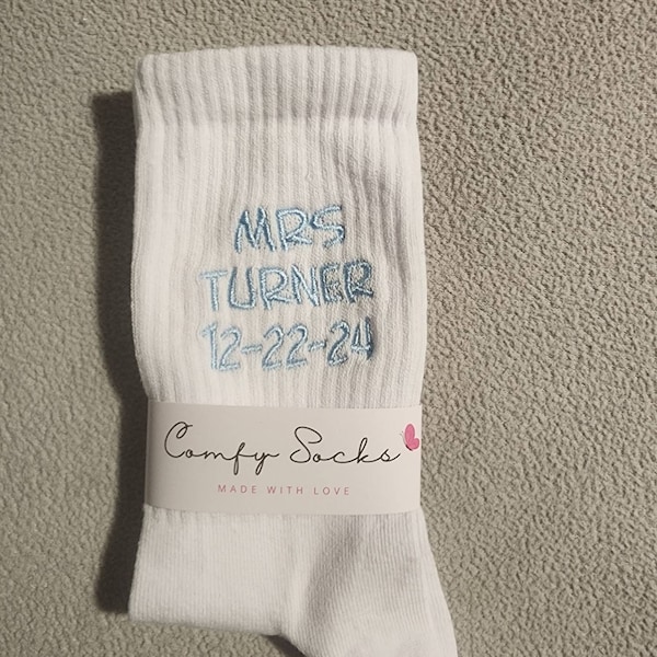 Custom Wedding Socks Silver Embroidered Custom Bride Socks Bridesmaid ...