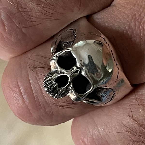 Skull Ring, Sterling Silver Keith Richards Skull Ring, Anatomical Skull ...