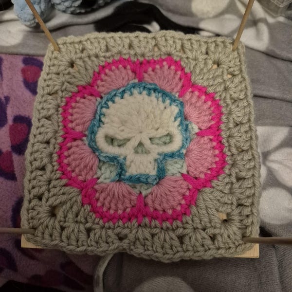 Crochet Skull Granny Square: Skull Flower Granny Square PATTERN ...