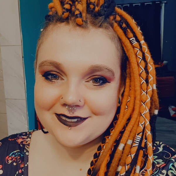 Wool Double Ended Single Ended Dreadlocks Fox Ombre Orange on Black ...