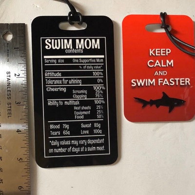 Swim Bag Tag, Sport Bag Tag, Swim Team Bag Tag, Swim Party Favor, Shark ...