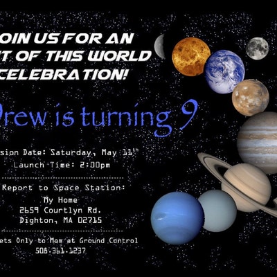 Planet Birthday Invitation Planet Birthday Party Solar System Birthday ...
