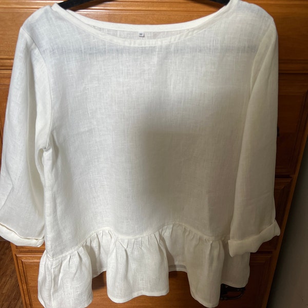 Linen Tunic Top SABINE, Women Linen Top, Longer Back Linen Top, Loose ...