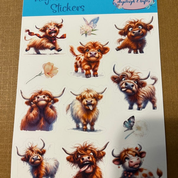 Highland Cow Stickers That Can Be Used for Scrapbooking, Crafting, Junk ...