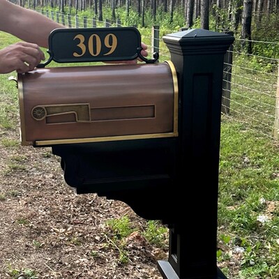 Mailbox With White Vinyl Post, Decorative Base, and Federation Style ...