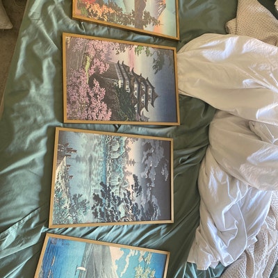 Japanese Vintage Style Art Set of 4 Ukiyo-e Poster Prints Collection ...