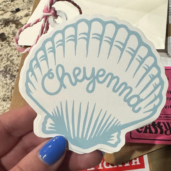 Handwritten Sea Shell Name Tag, Coastal Bachelorette Gift - Etsy