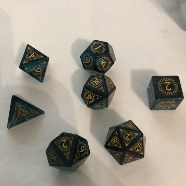 Full Dnd Dice Set Satin Finish Dice Rainbow Matt Glass Dnd Gift D20 ...