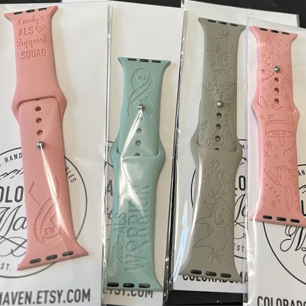 Sloth Watch Band Silicone Laser Engraved, Apple Watch Compatible 38/40 ...