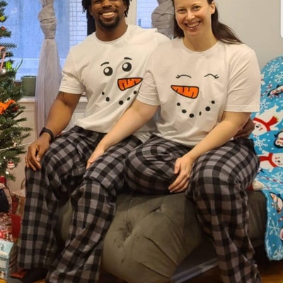 Snowman & Snowwoman, Couples Christmas Pajamas, Holiday Pajamas, Xmas ...