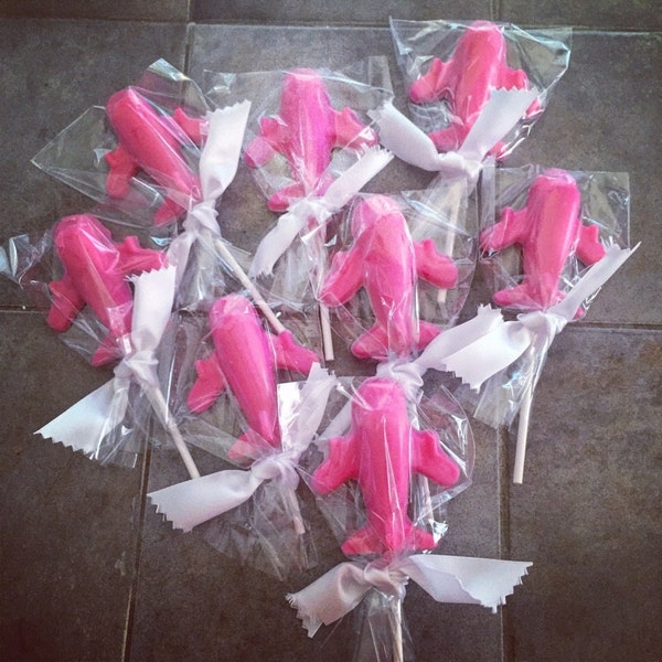 12 Chocolate Airplane Jet Plane Lollipops Birthday Party Favors Sweets ...