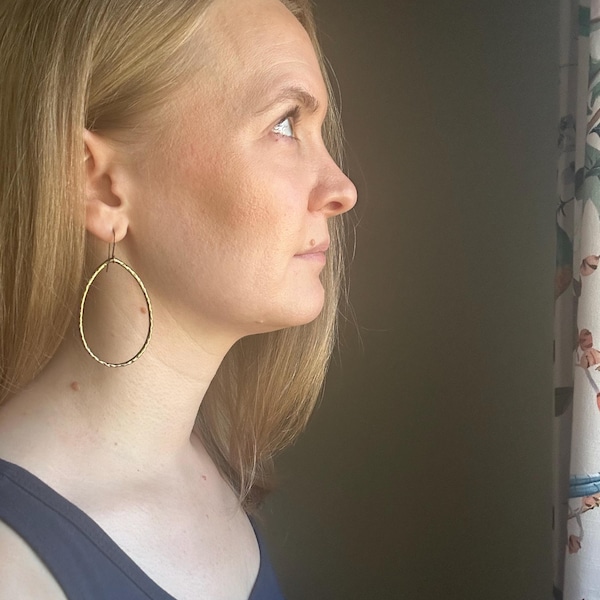 Matte Black Czech Glass Teardrop Earrings: Antiqued Brass Wire Wrapped ...
