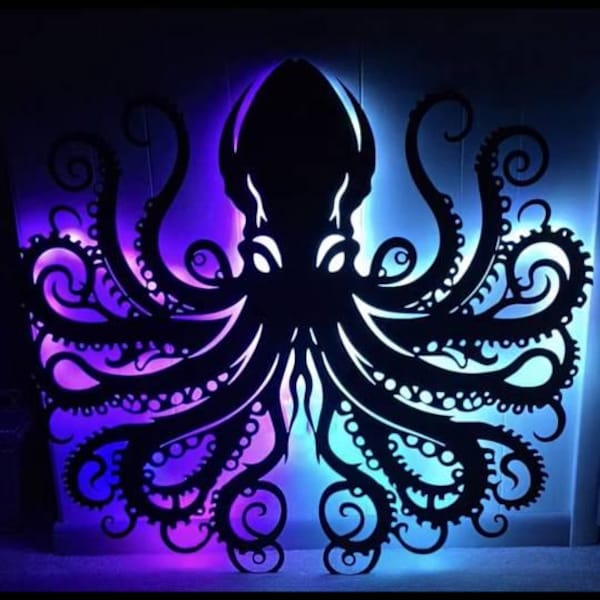 Ocean Monster Metal Wall Art, Kraken Metal Wall Decor, Beach House ...
