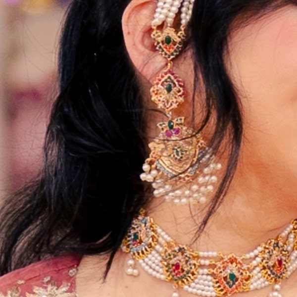 Nauratan Oversized Pearl Jhumkas /indian Pakistani Wedding Bridal ...