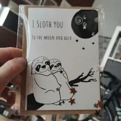 Lovely Sloth Card Funny Card With Envelope Sloth Birthday - Etsy