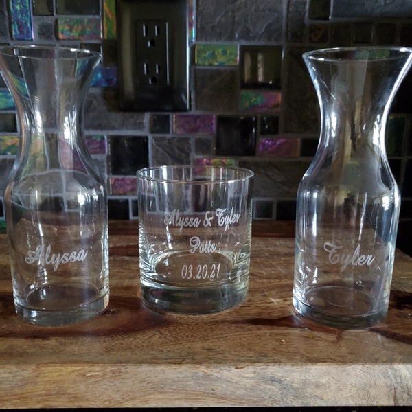 Personalized Stemless Wine Unity Ceremony 3 Piece Set Includes Two ...