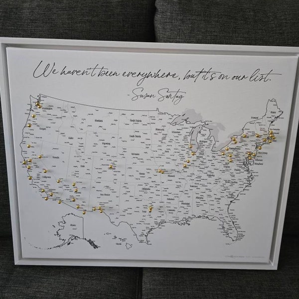 Push Pin Mini USA Travel Map - Cities & States Labeled - Personalizable ...