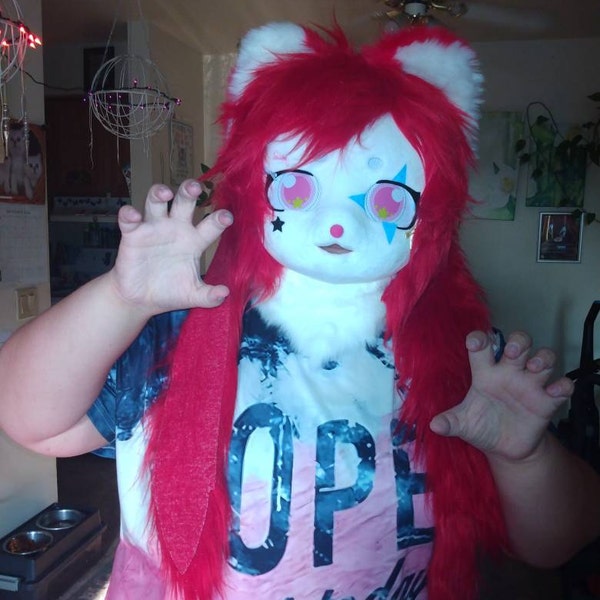 Kig Fursuit Head Cat Furry Head With Lolita Clips, Kig Kemono Fursuit ...