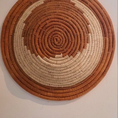 Handwoven Red Ugandan Wall Basket African Artisan Home Decor - Etsy