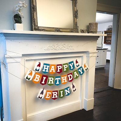 Gnome Birthday Banner Cute Gnomes Gnome Birthday Party Garden Gnome ...