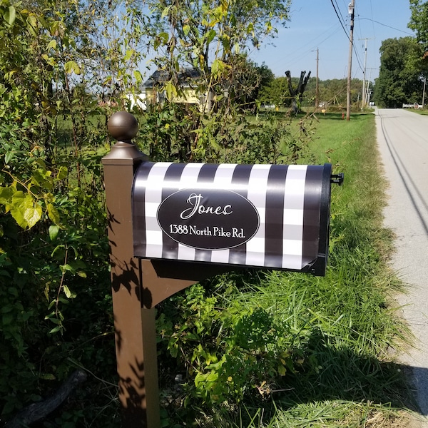Custom Address Mailbox Covers Magnetic - Personalized Plaid Mailbox ...