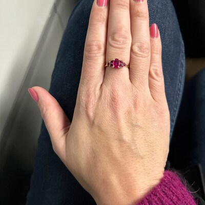 Vintage Solid Silver Red Gemstone Ring Ukm USA6.25 - Etsy