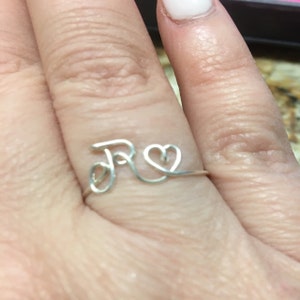 Custom Initial Ring/initial Heart Ring/letter Heart Ring/stackable Ring/personalized Bridesmaid ...