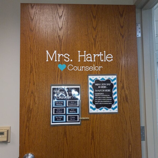 School Counselor Decal Vinyl Decal for Door Teacher School Counselor ...
