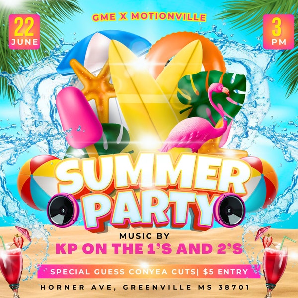 Summer Party Flyer, DIY Flyer Template Design, Summer Celebration Flyer ...