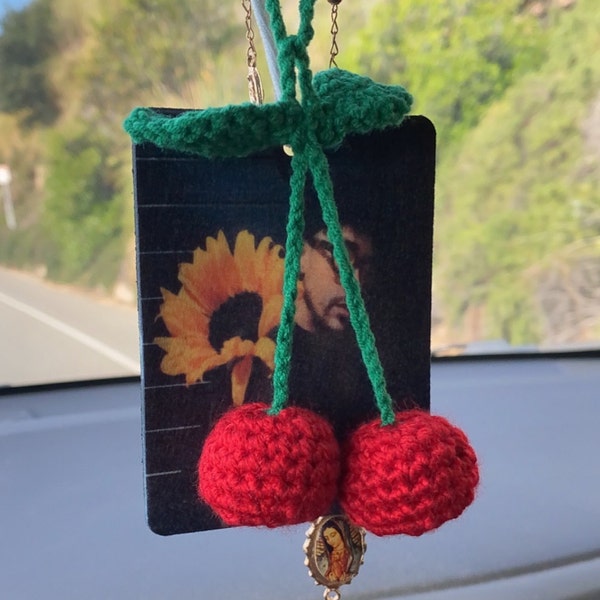 Crochet Cherry Toy Car Rear View Mirror Amigurumi Car Hanging Charm ...