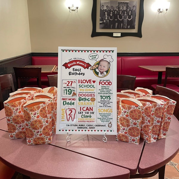 Pizza First Birthday Board With Photo, Pizza Birthday Party, Pizza ...